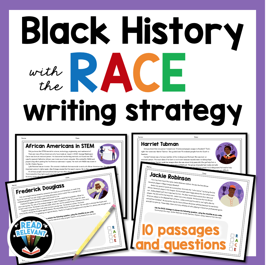 Black History Month RACE Writing Strategy Passages and Questions – Read ...